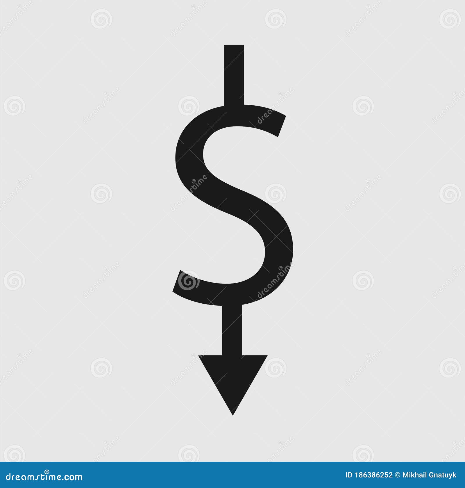 Dollar Rate Decrease Vector Line Icon. Money Symbol with Down Arrow. Lower Cost Icon Stock ...
