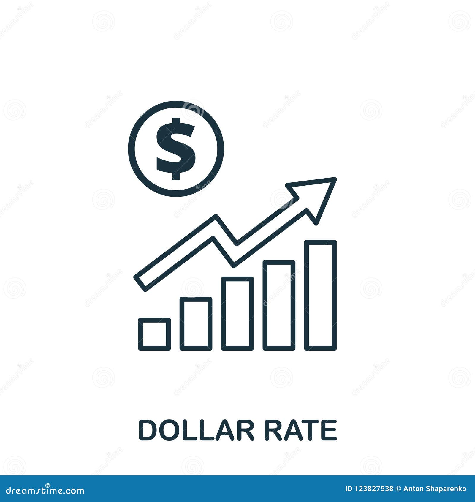Set Of Dollar Rate, Winner Ribbon And Candlestick Graph Line Icons. For ...