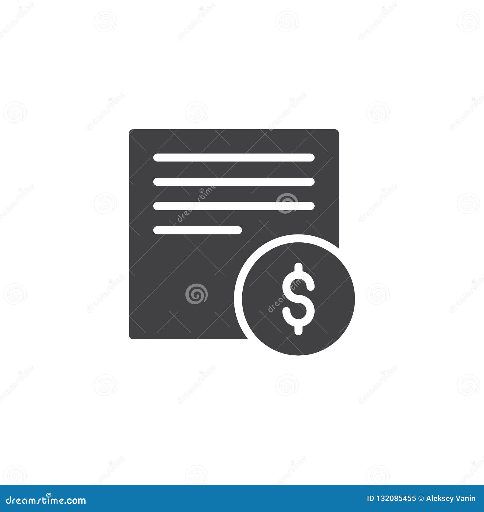 Dollar receipt vector icon stock vector. Illustration of form - 132085455