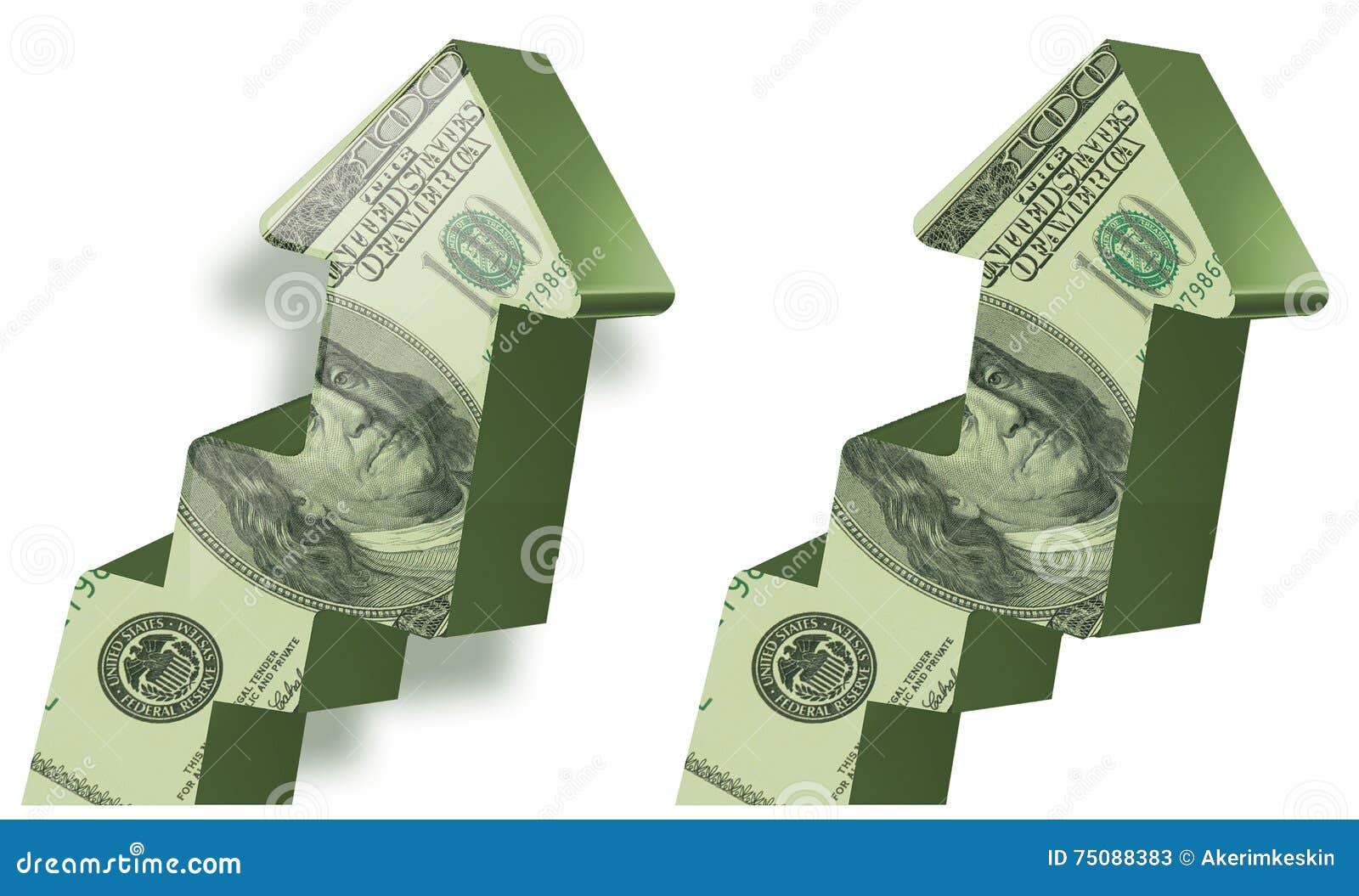 Dollar rising arrow stock illustration. Illustration of dollars - 75088383