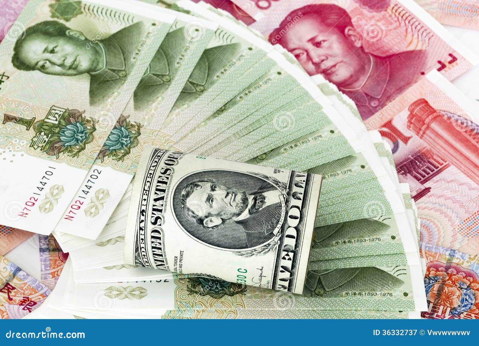 Dollar and RMB stock image. Image of bills, bill, money - 36332737