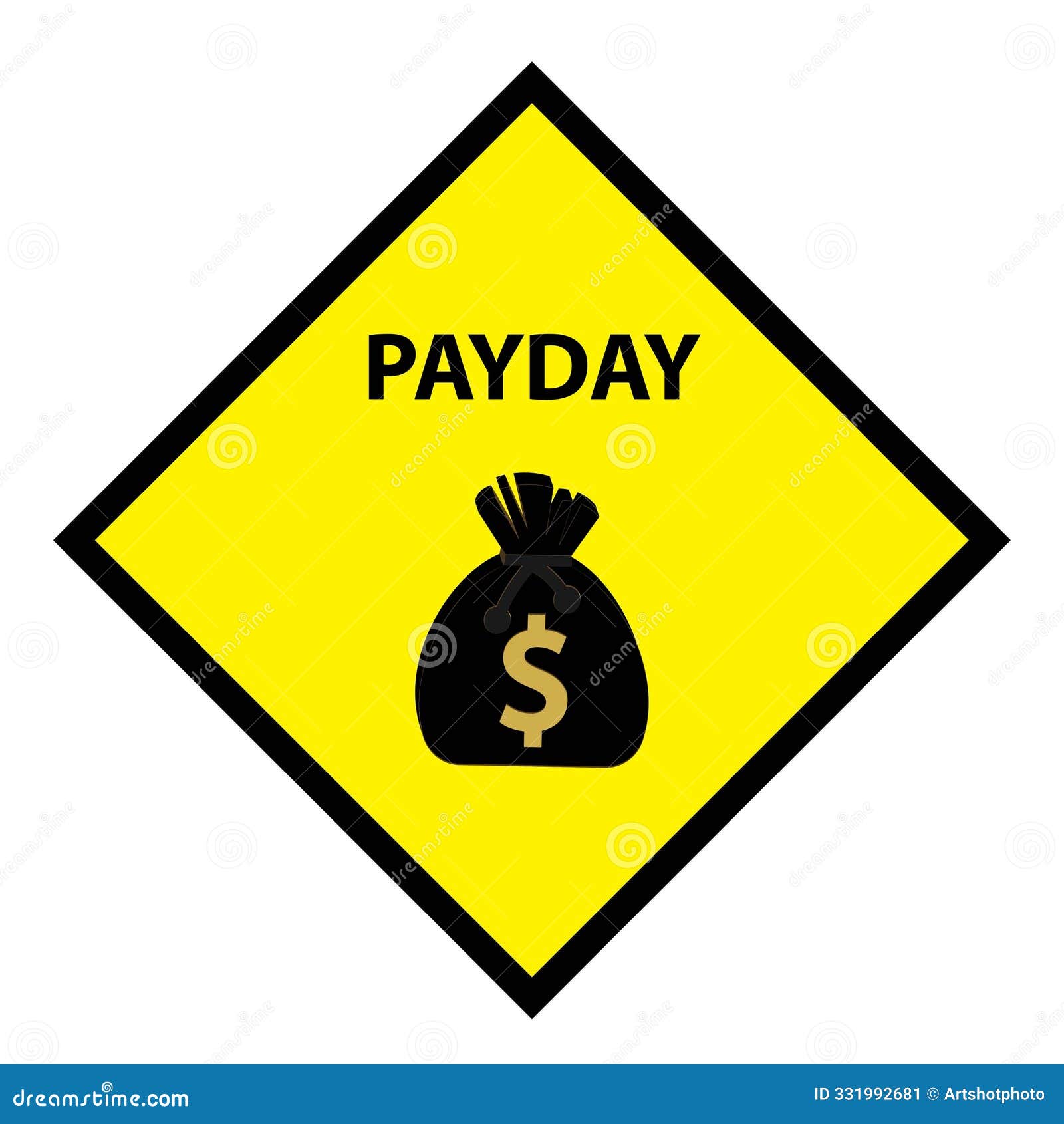 Yellow Sticker with the Silhouette of a Bag with the Dollar Symbol on ...