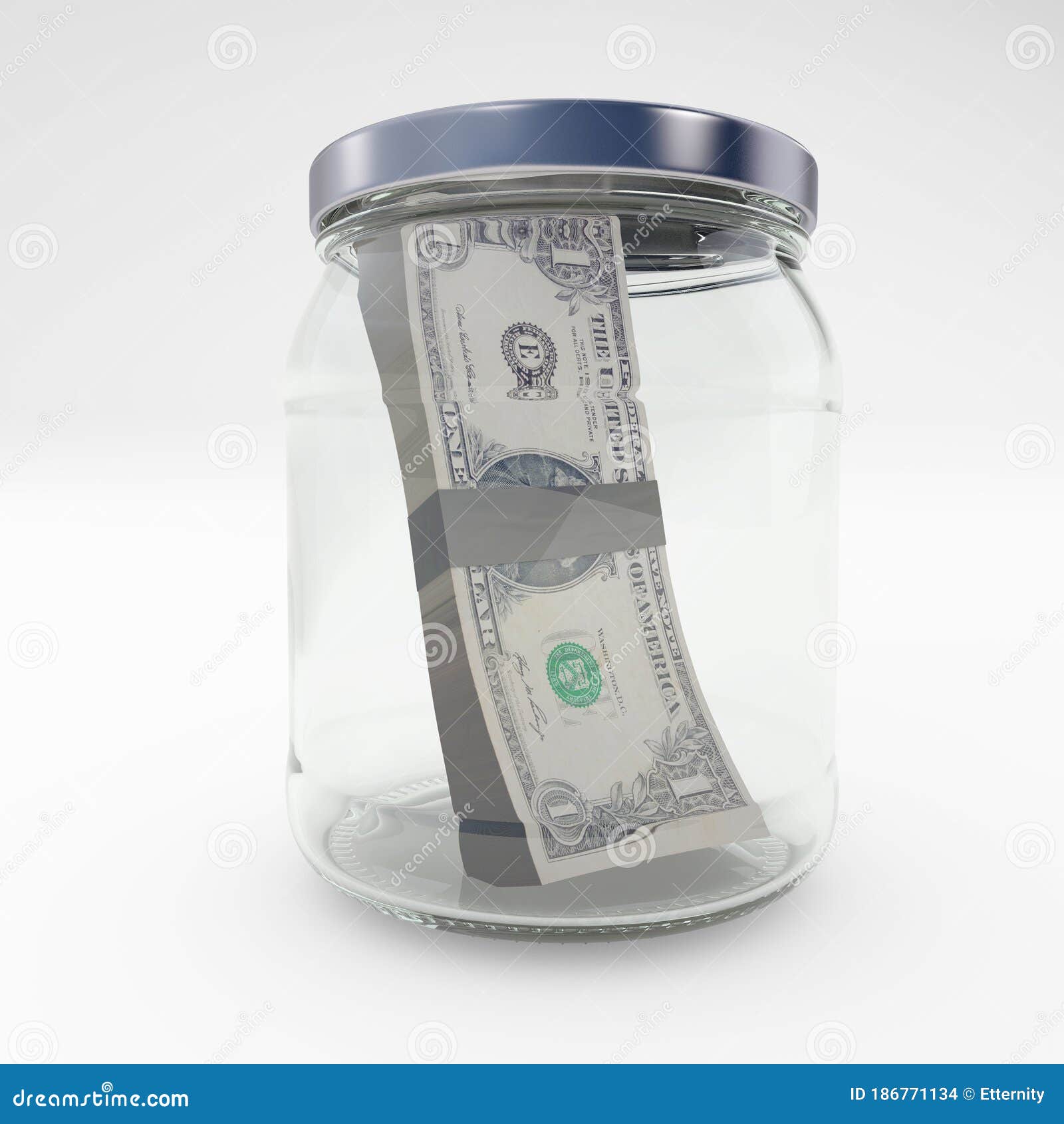 Dollar Savings Concept Money in a Jar 3d Rendering Stock Illustration ...