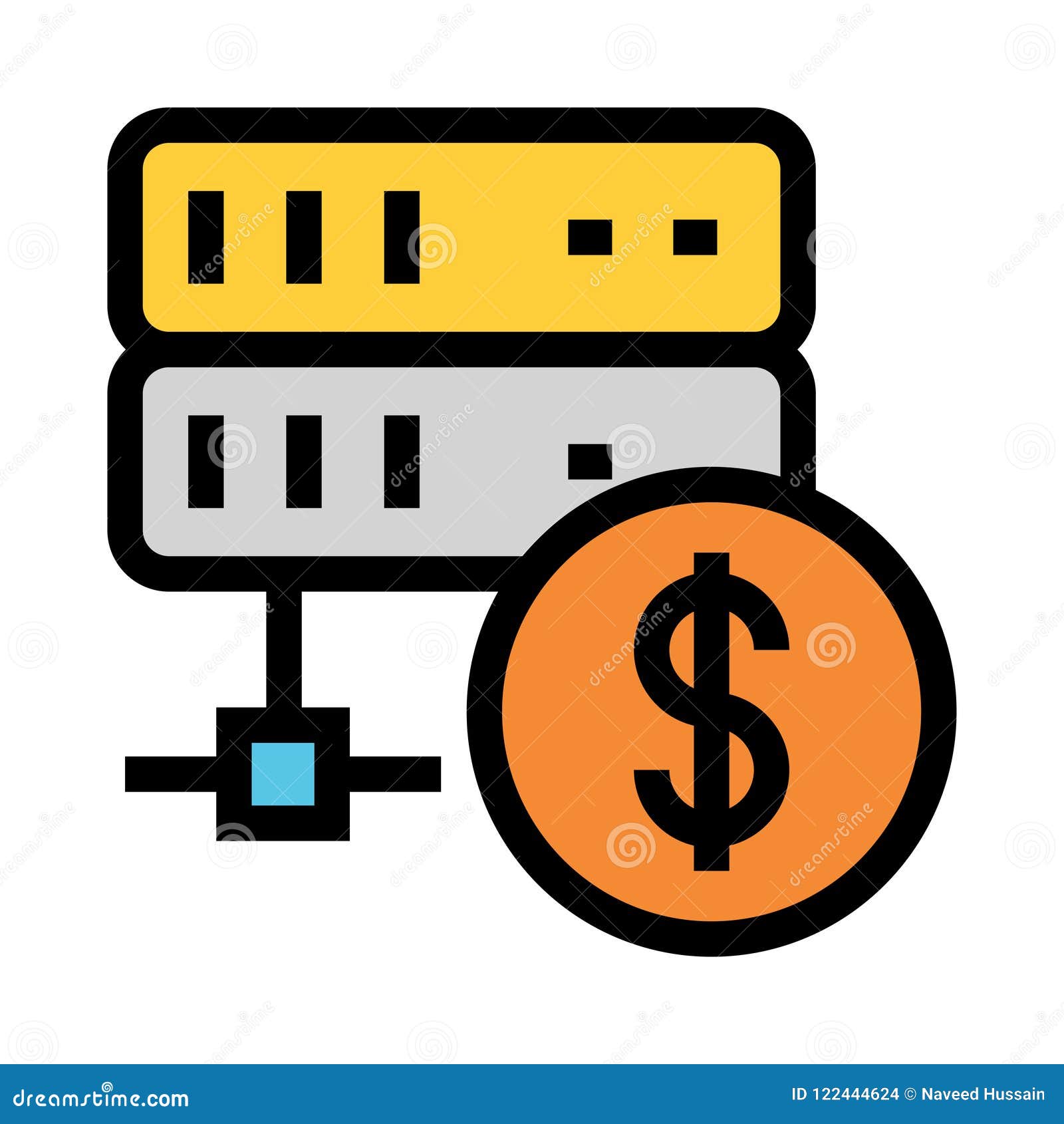 Dollar Server Color Line Icon Stock Illustration - Illustration of hold ...