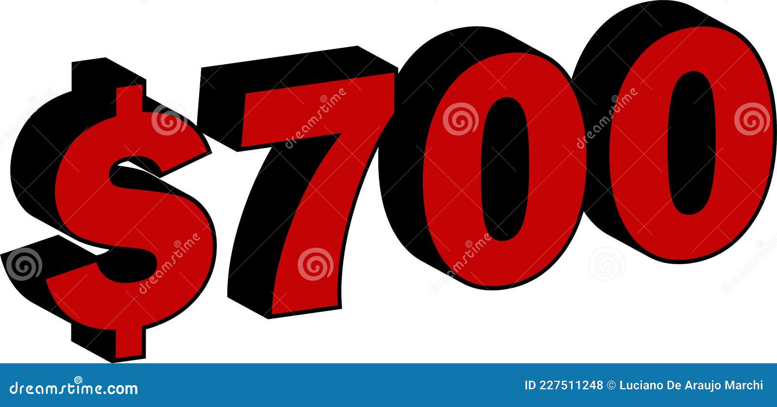 $700 Dollar Seven Hundred Price Symbol Red Stock Illustration ...