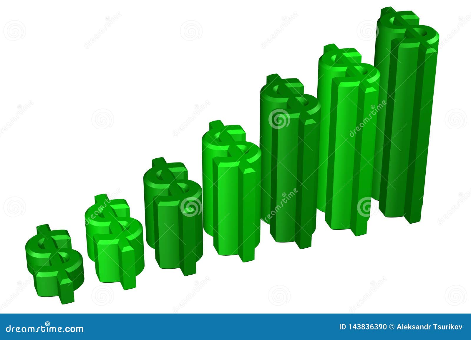 Dollar Shape Chart. 3D Rendering Stock Illustration - Illustration of ...