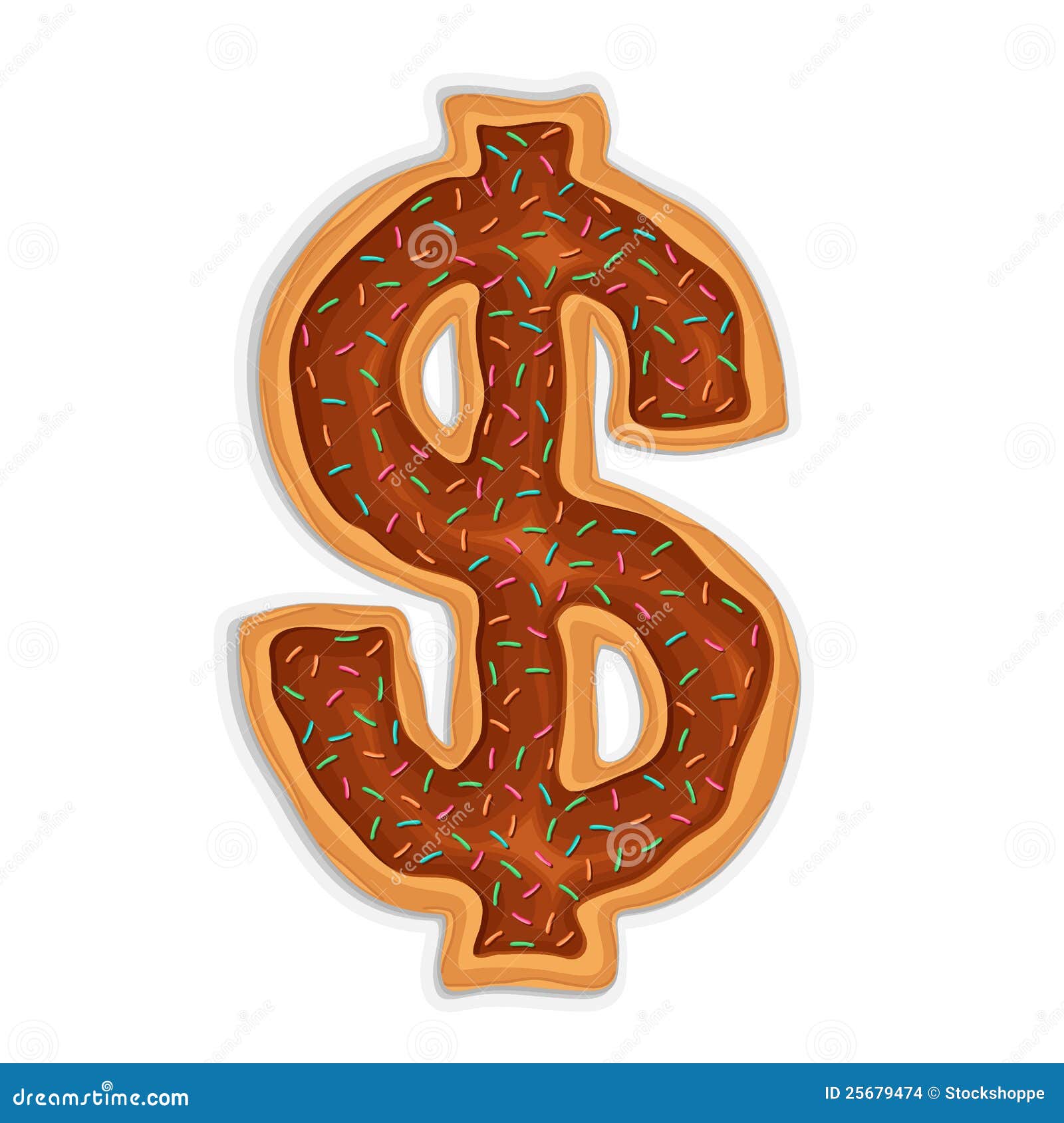 Dollar shape Doughnut stock vector. Illustration of cash - 25679474