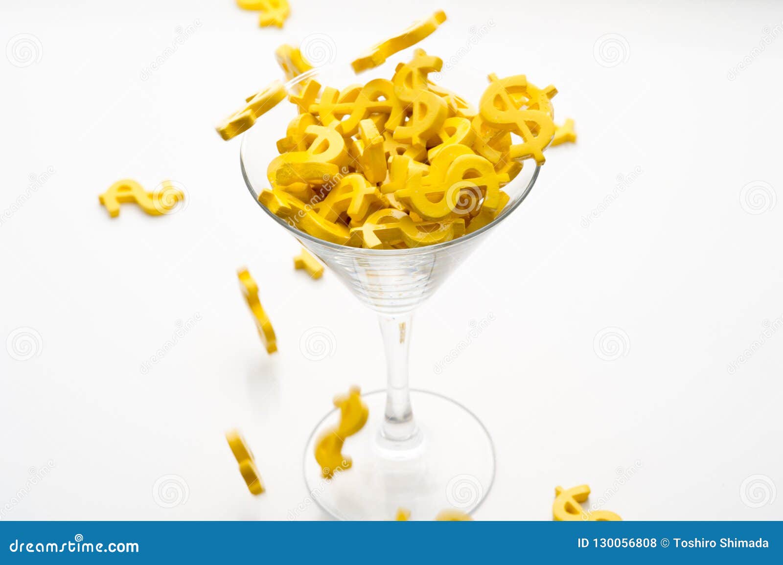 Dollar shape objects fall stock photo. Image of glass - 130056808