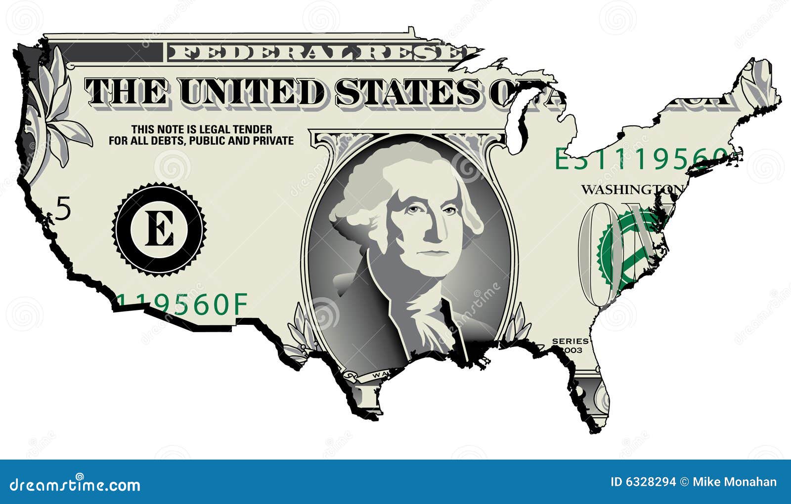 Dollar in the shape of US stock vector. Illustration of dollar - 6328294