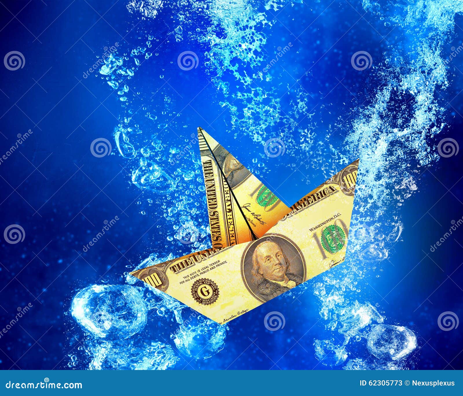 Dollar ship under water stock image. Image of nature - 62305773