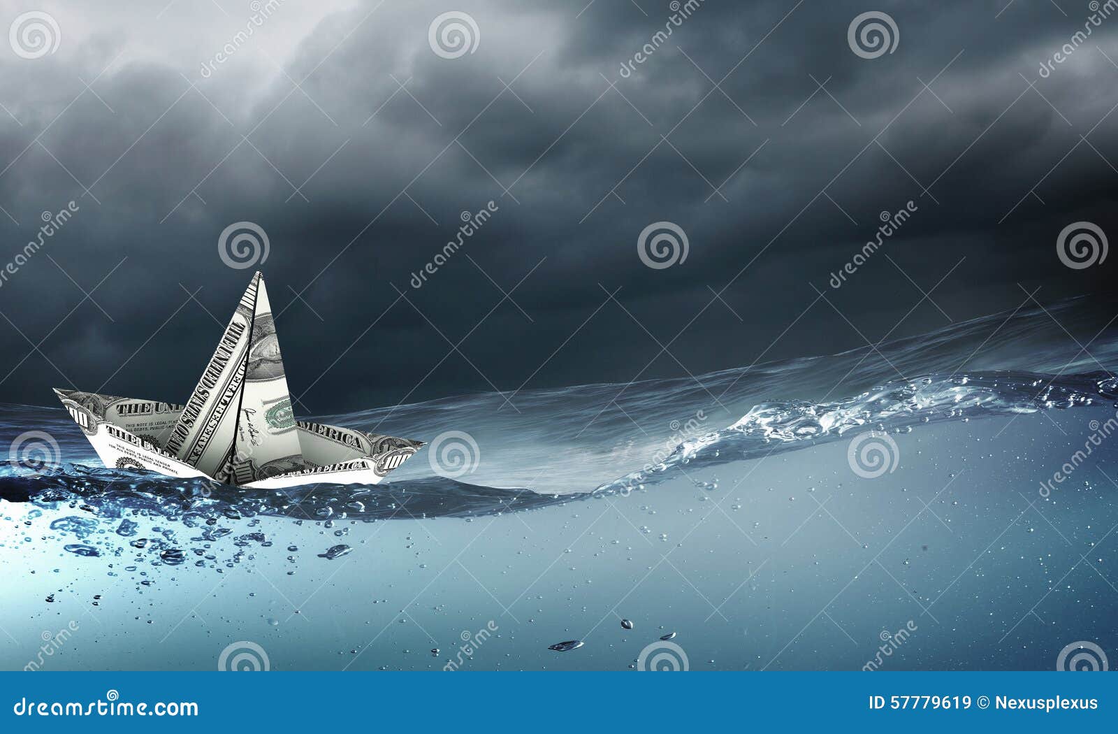 Dollar ship in water stock image. Image of debt, earnings - 57779619
