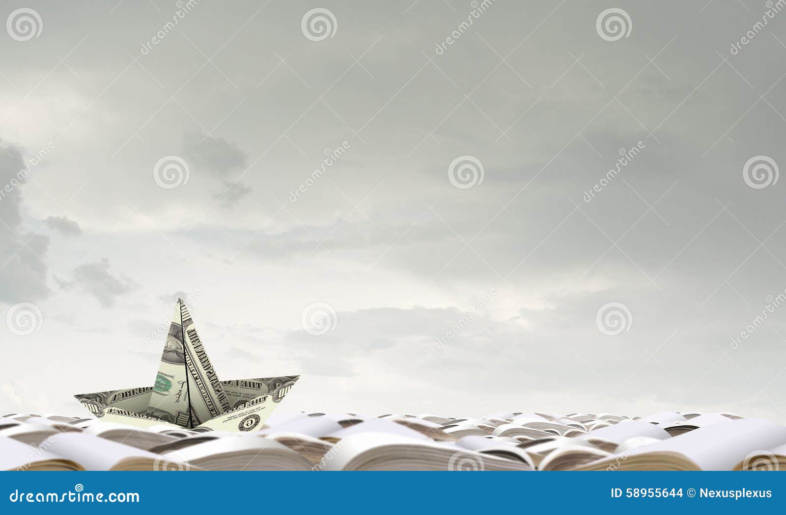 Dollar ship in water stock photo. Image of earnings, shipping - 58955644