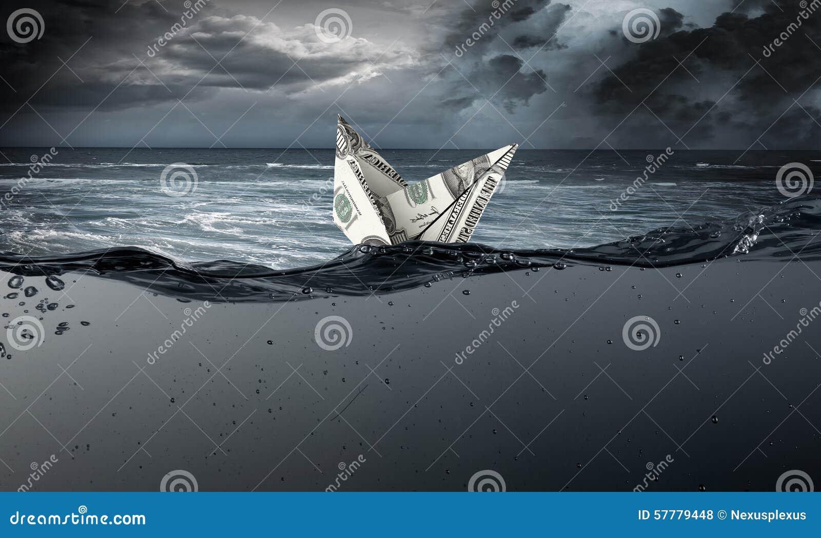 Dollar ship in water stock photo. Image of boat, loan - 57779448