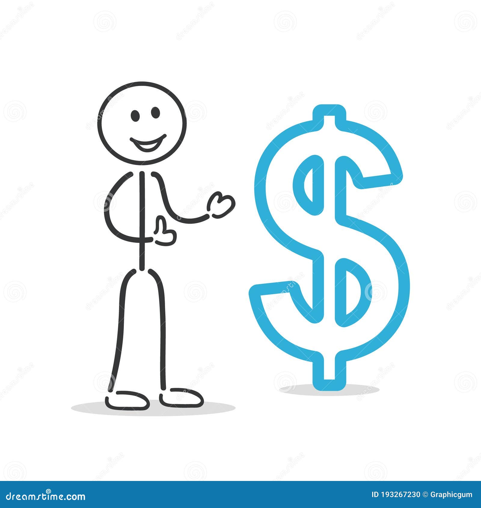 Dollar Sign Stick Man Cartoon Figure Stock Vector - Illustration of ...