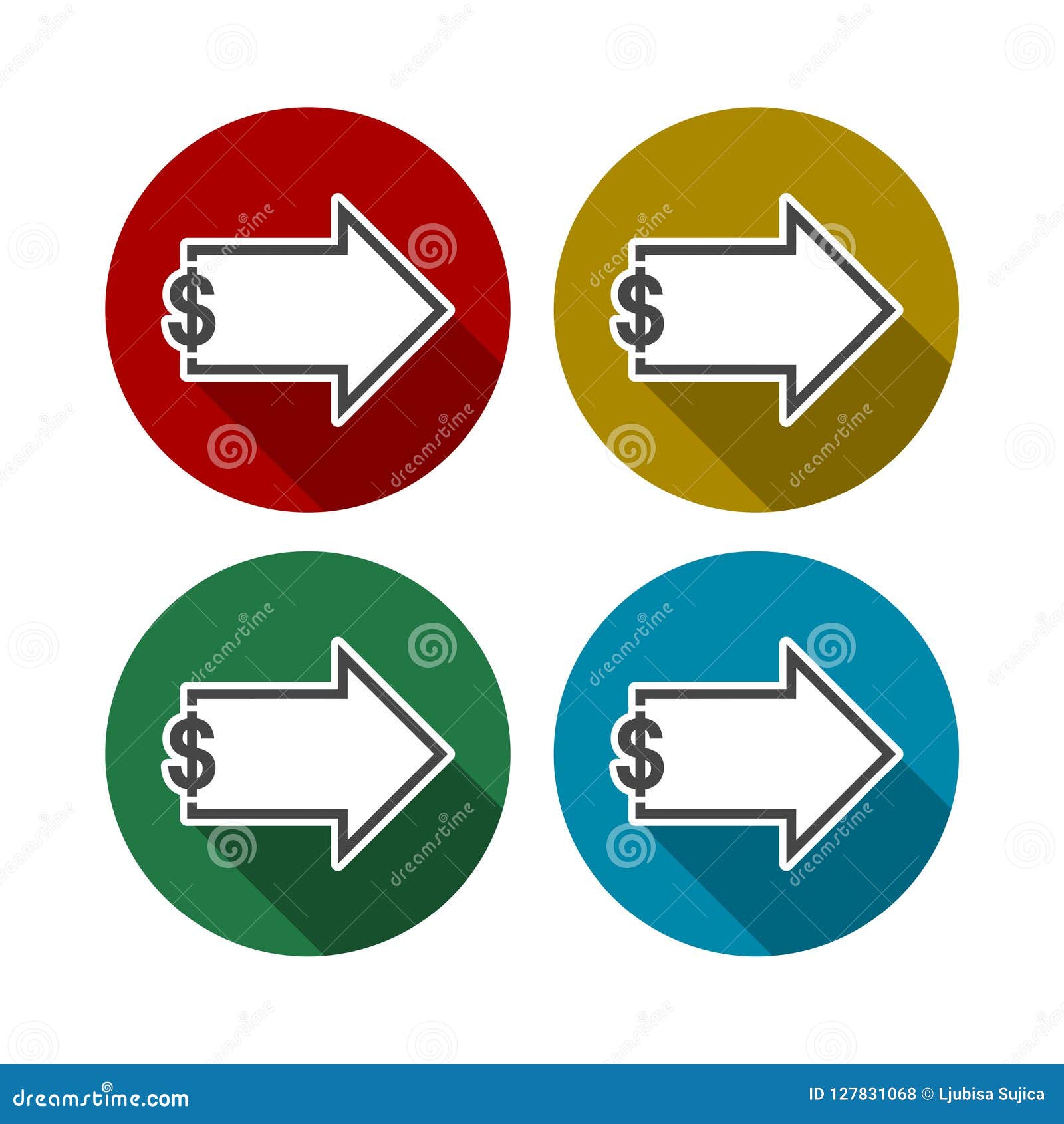 Dollar Sign with Arrow stock vector. Illustration of color - 127831068