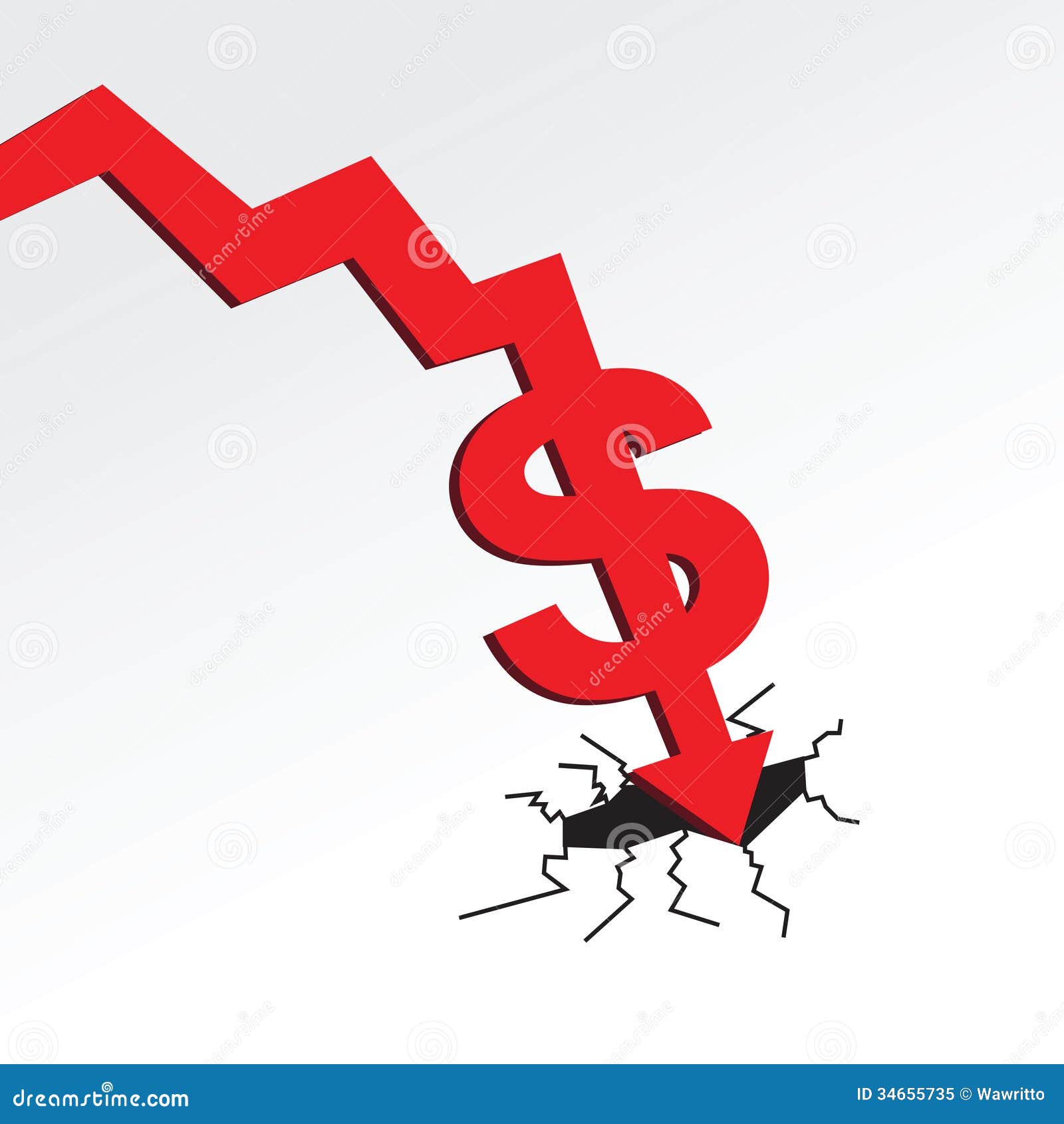 Dollar Sign with Arrow Down Stock Vector - Illustration of dollar ...