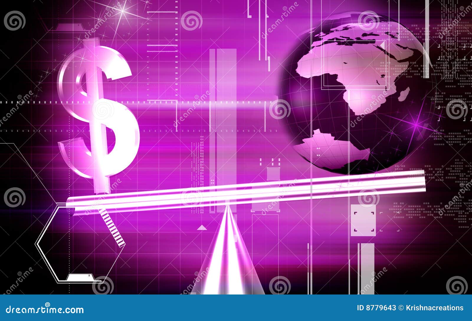 Dollar sign balance stock illustration. Illustration of globe - 8779643