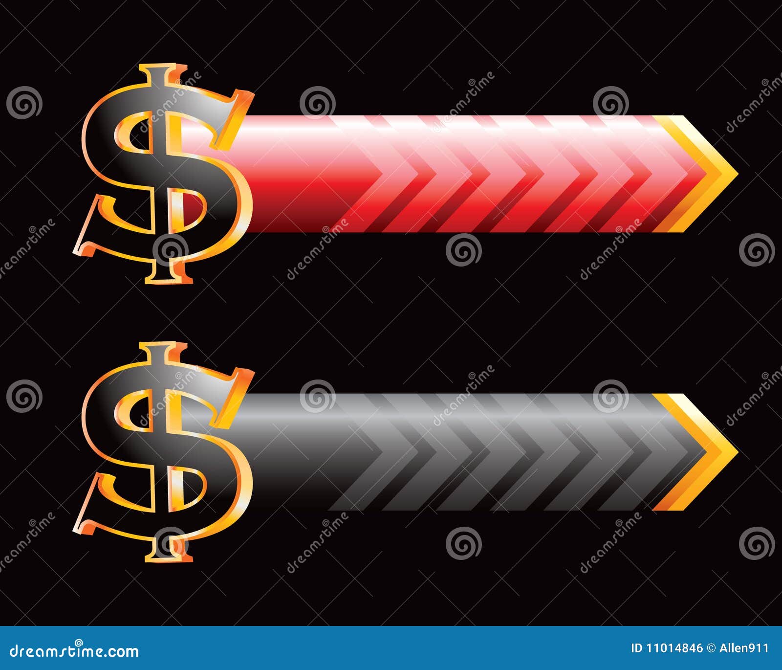 Dollar sign banners stock vector. Illustration of yellow - 11014846