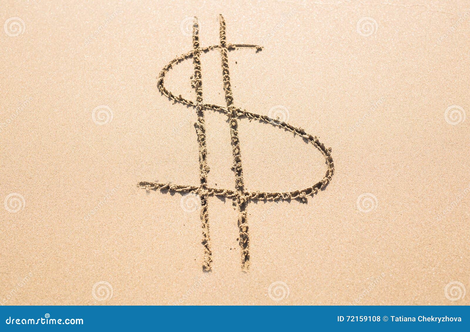 Dollar sign on the beach stock photo. Image of sunny - 72159108