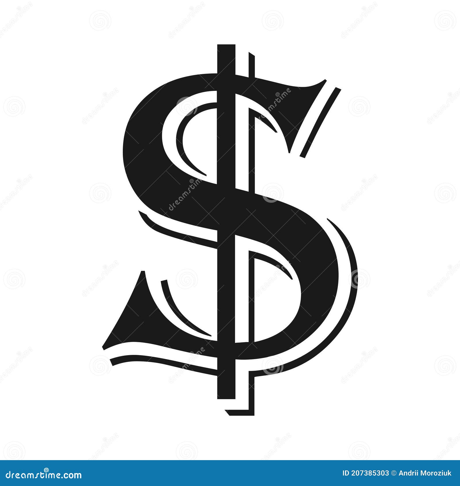 Dollar Sign. Black Icon on a White Background. Vector Illustration ...