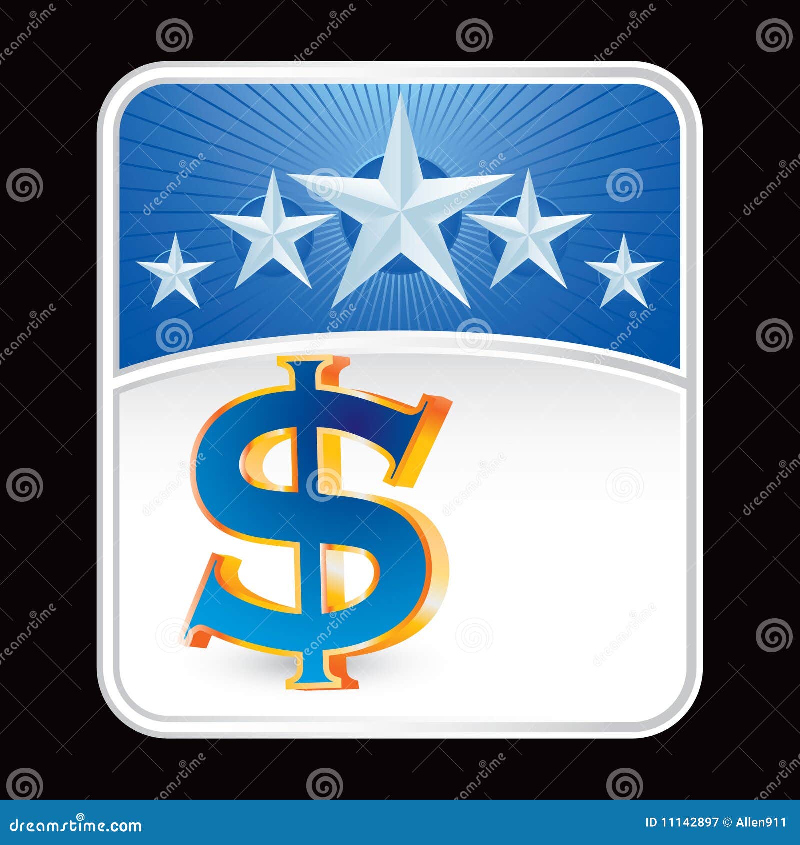Dollar Sign on Blue Star Advertisement Stock Vector - Illustration of ...