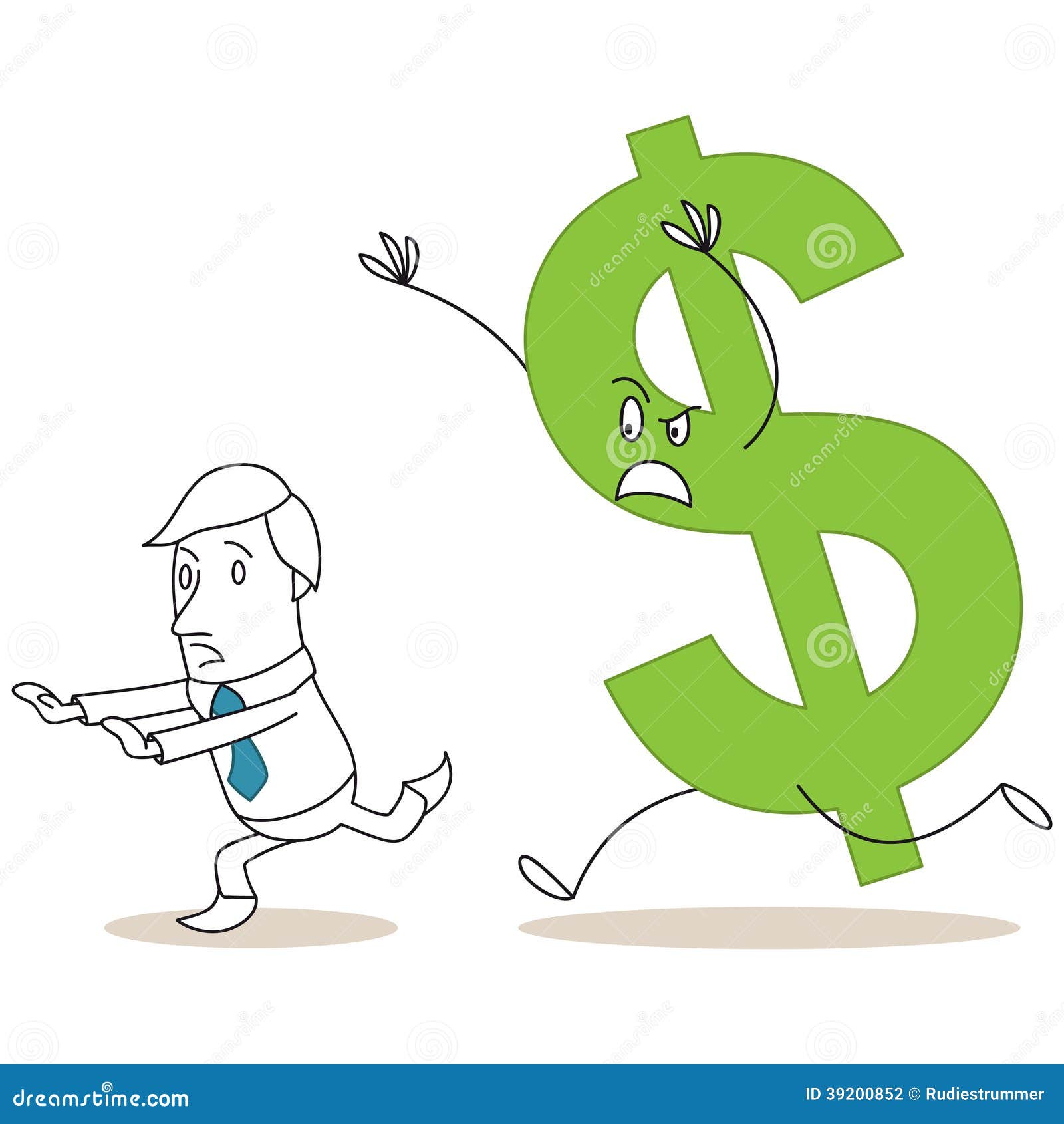 Dollar Sign Chasing Scared Cartoon Businessman Stock Vector ... Dollar Sign Chasing Scared Cartoon Businessman Stock Vector ...