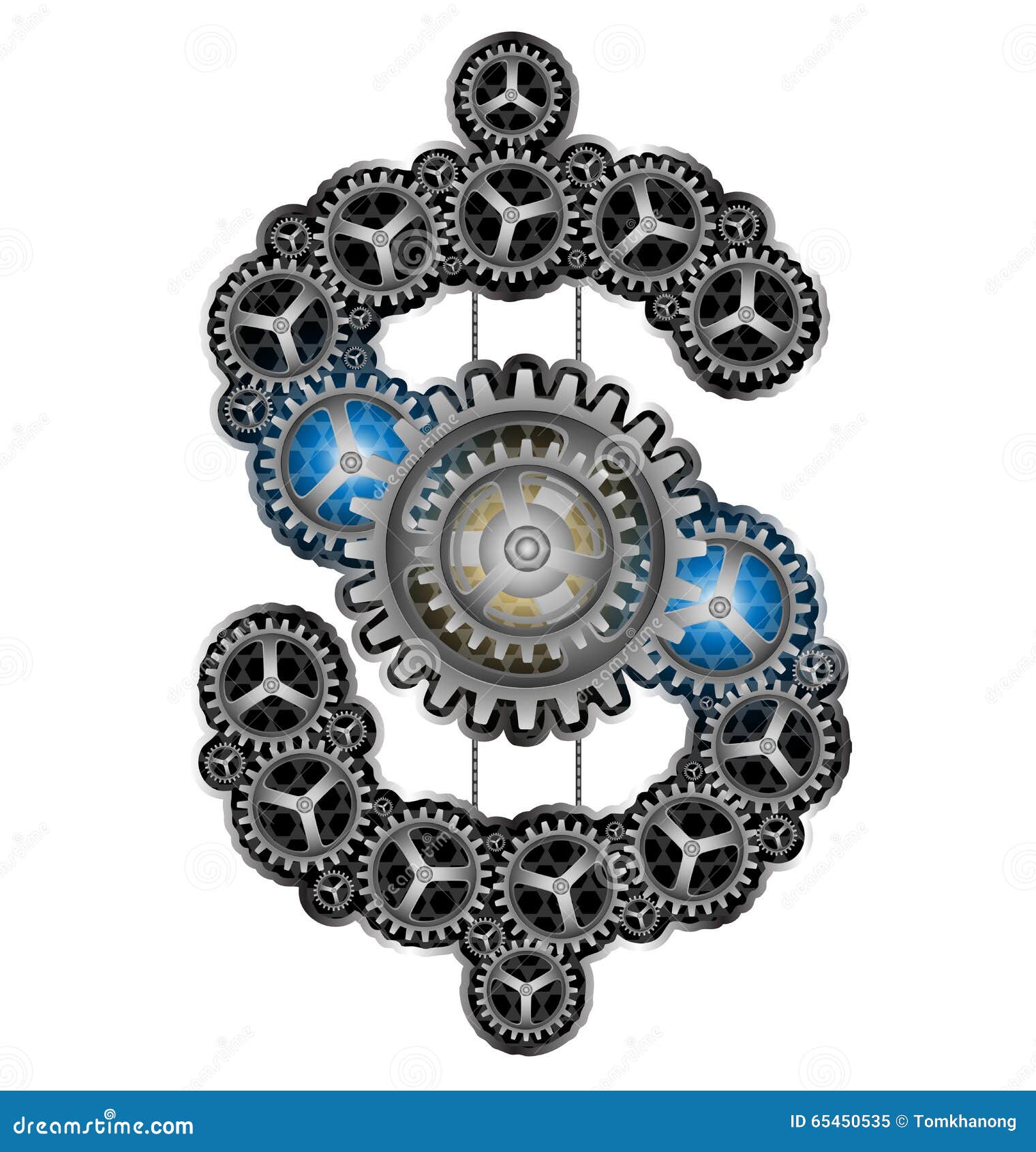 Dollar Sign Cogs Wheel Power of Money Concept Stock Vector ...