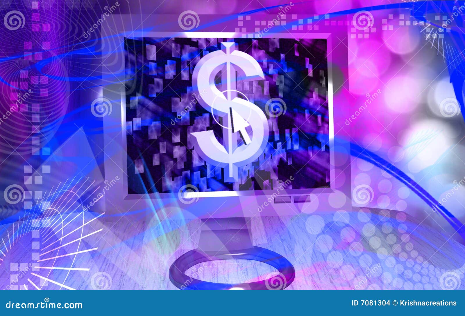 Dollar Sign on Computer Screen Stock Illustration - Illustration of ...