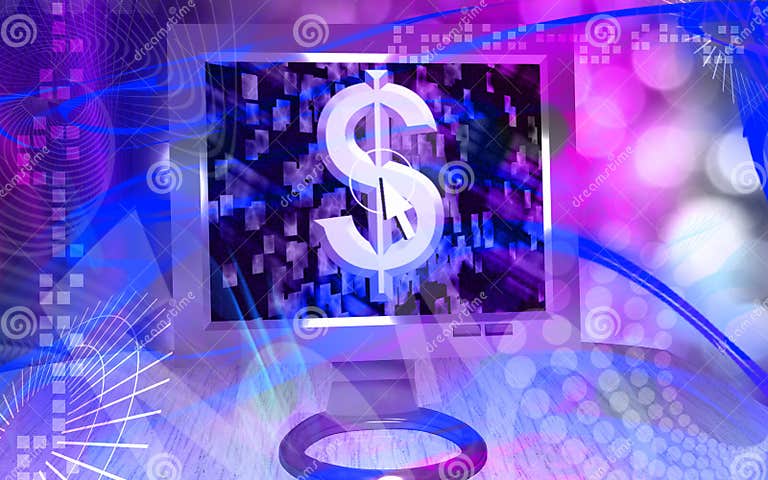Dollar Sign on Computer Screen Stock Illustration - Illustration of ...