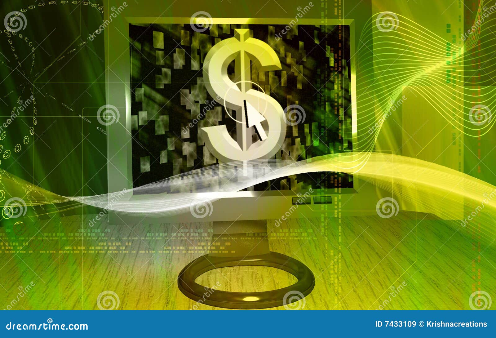 Dollar Sign on Computer Screen Stock Illustration - Illustration of ...