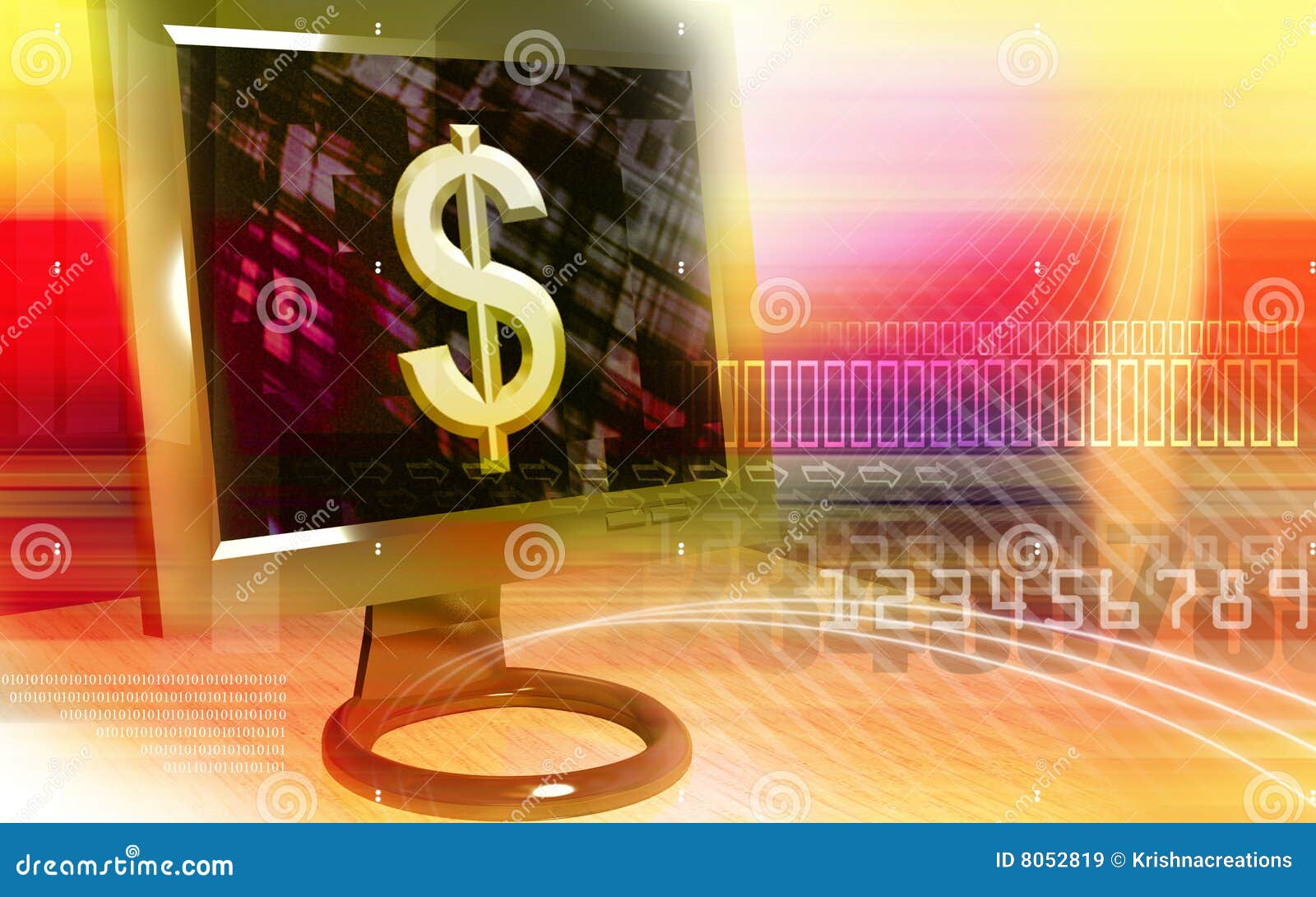 Dollar Sign on Computer Screen Stock Illustration - Illustration of ...