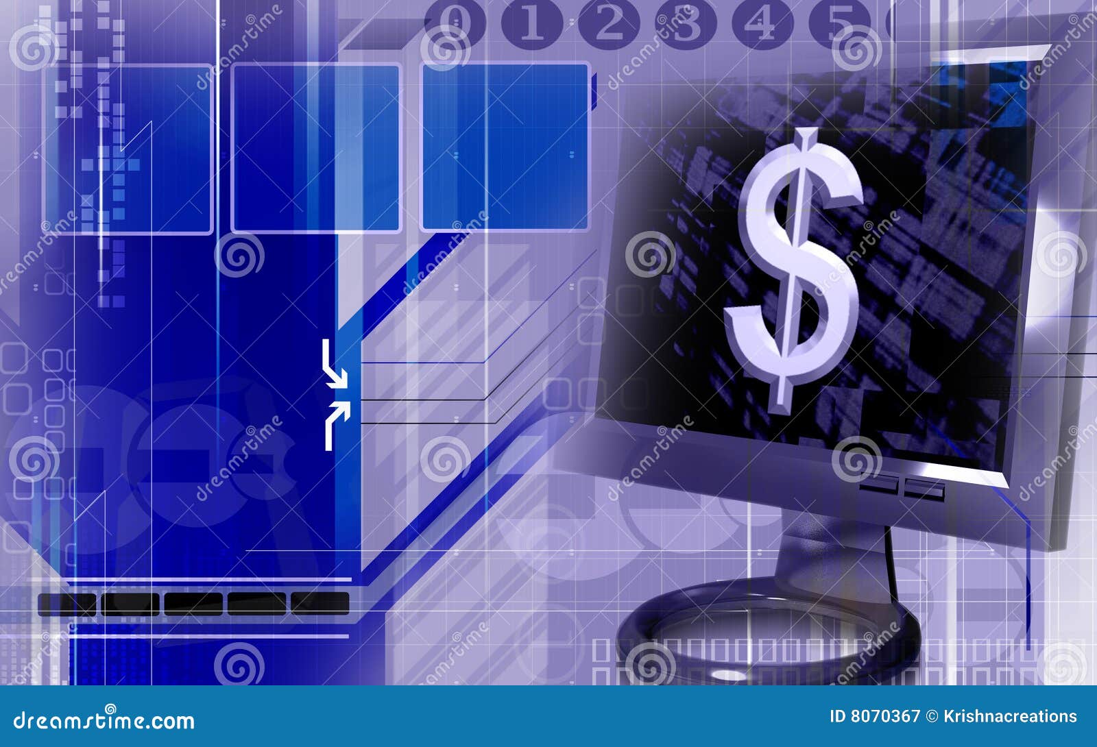 Dollar Sign on Computer Screen Stock Illustration - Illustration of ...