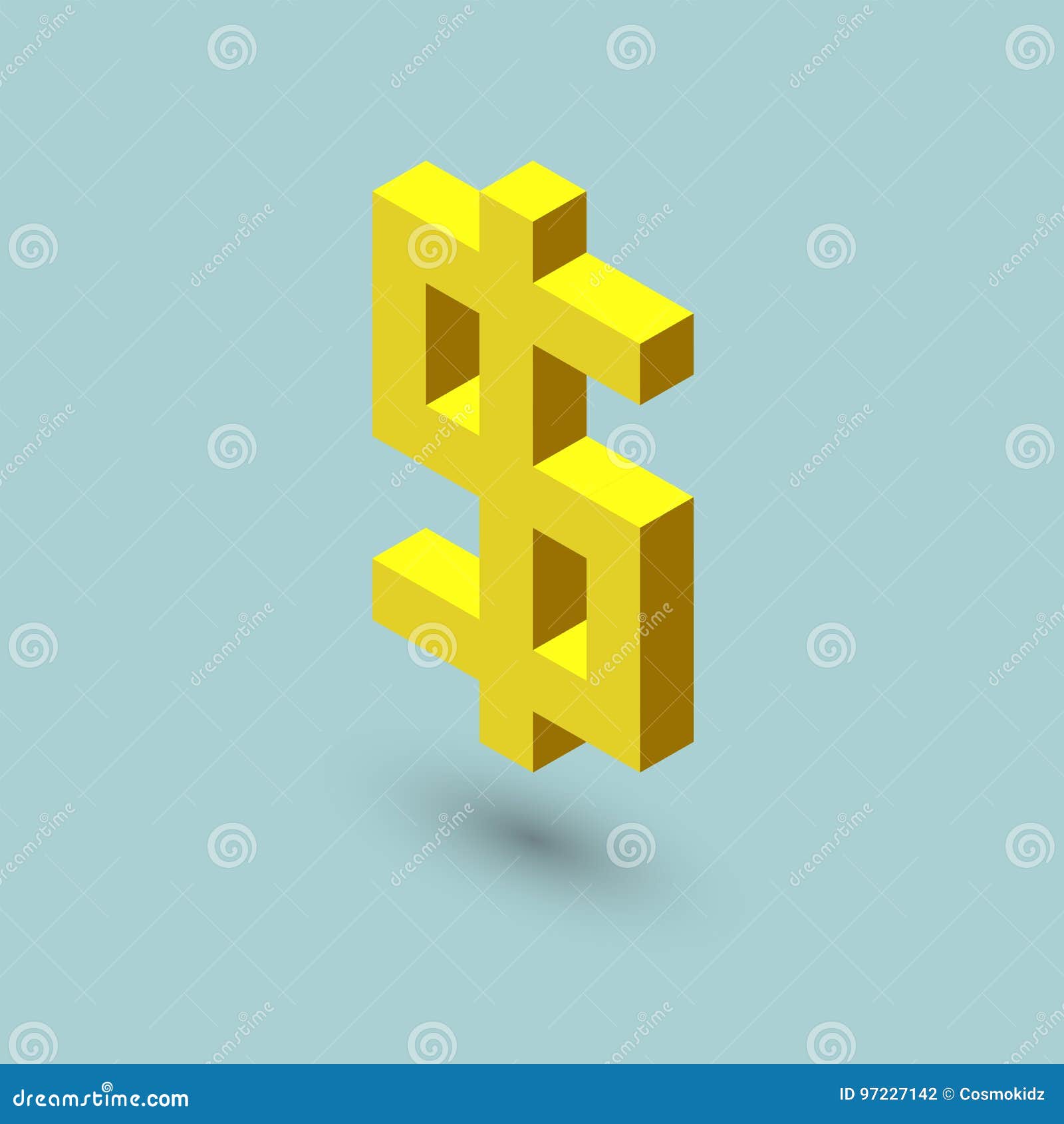 Dollar Sign Cubes Form, Isometric US Currency Icon, Vector Illustration ...