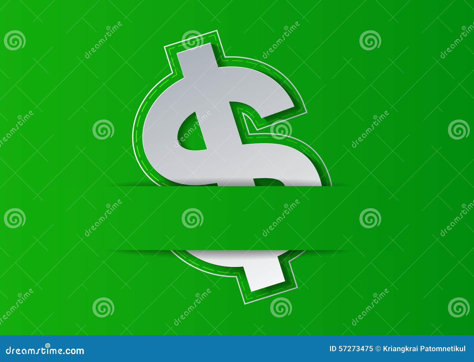 Dollar Sign Cut from White Paper on Green Background Stock Vector ...