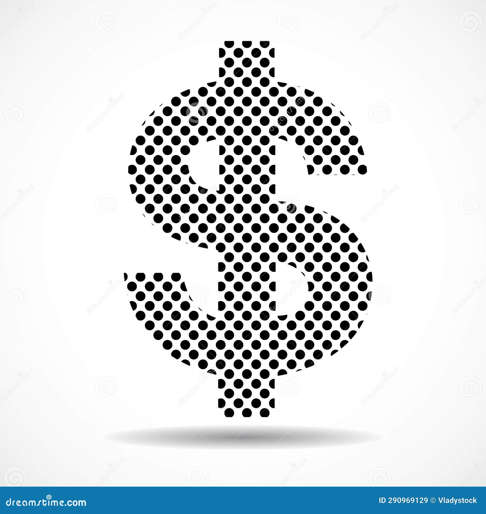 Dollar Sign with Dots or Circles Isolated on White Background Stock ...