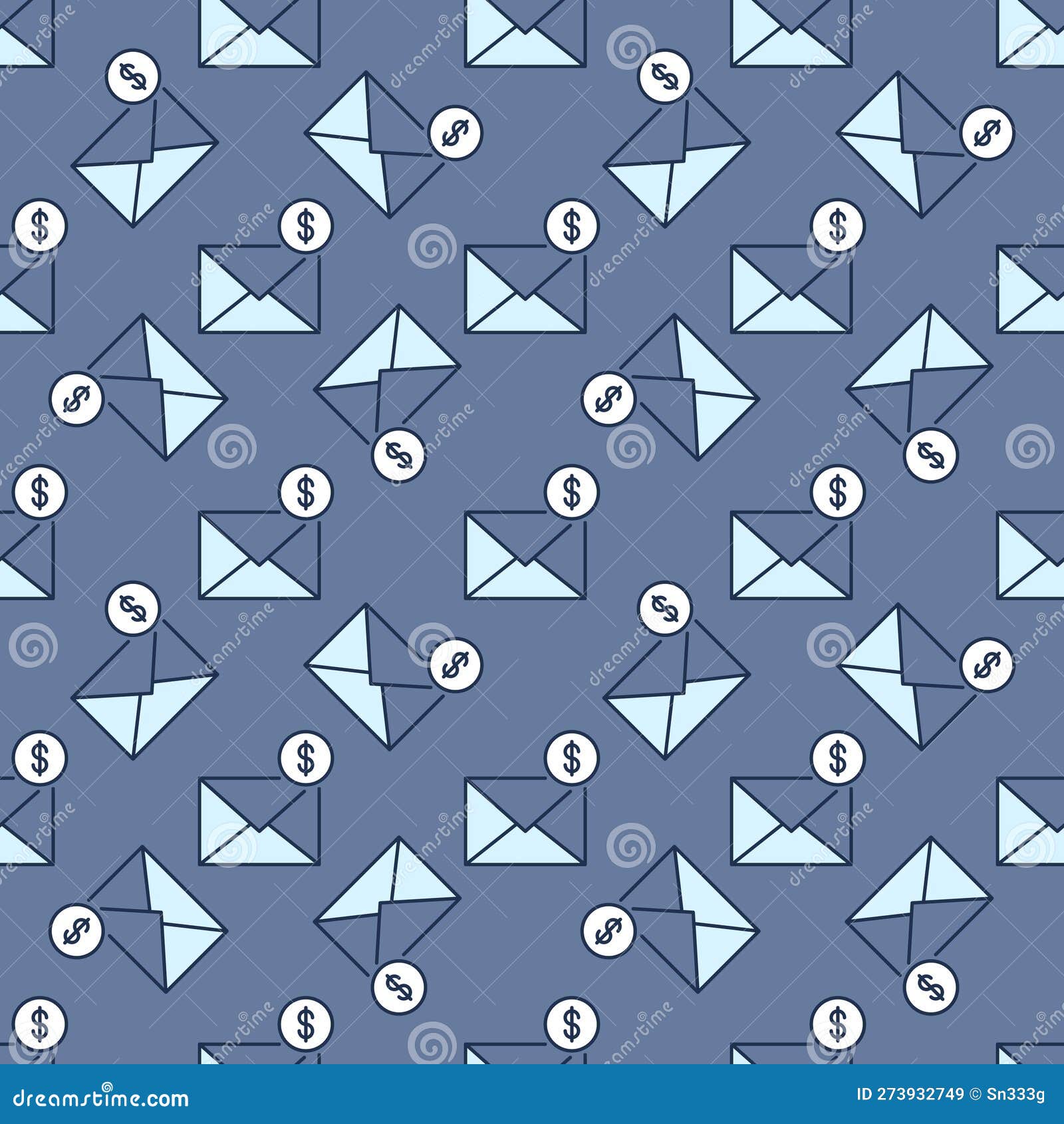 Dollar Sign and Envelope Vector Email Colored Seamless Pattern Stock ...