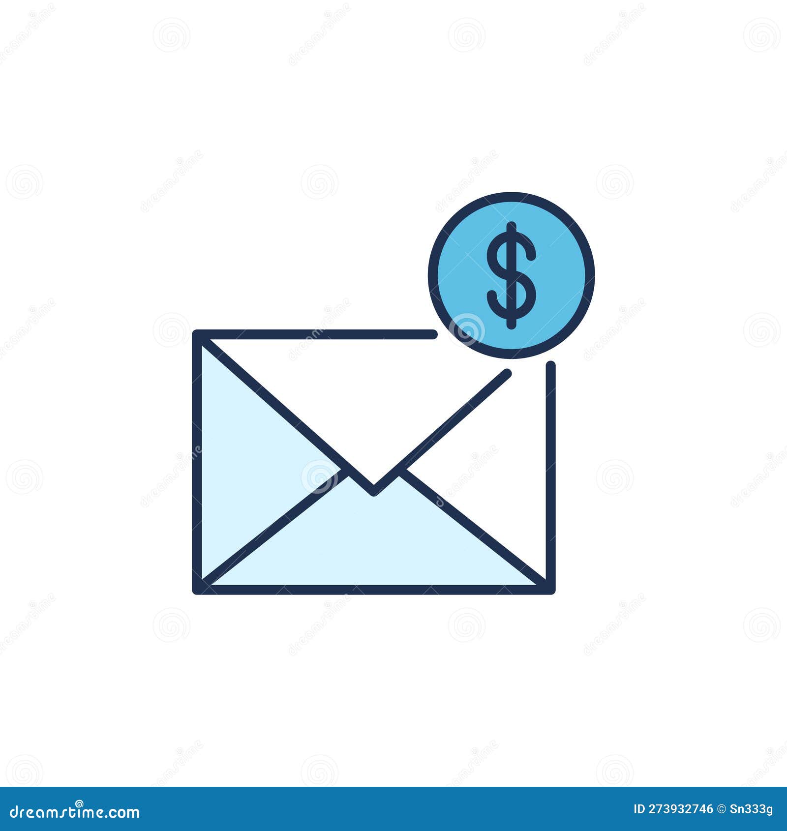 Dollar Sign and Envelope Vector Email Money Concept Colored Icon Stock ...