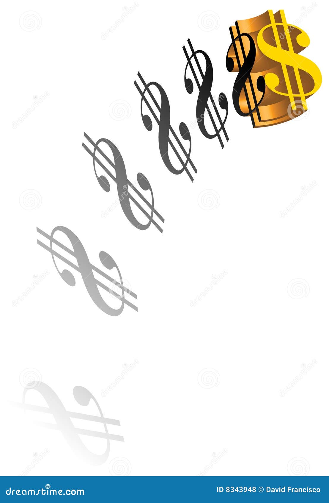 Dollar Sign Falling stock illustration. Illustration of currency - 8343948