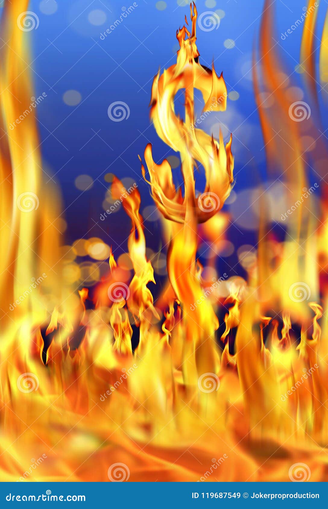 Dollar Sign and Fire Flames Stock Illustration - Illustration of energy ...