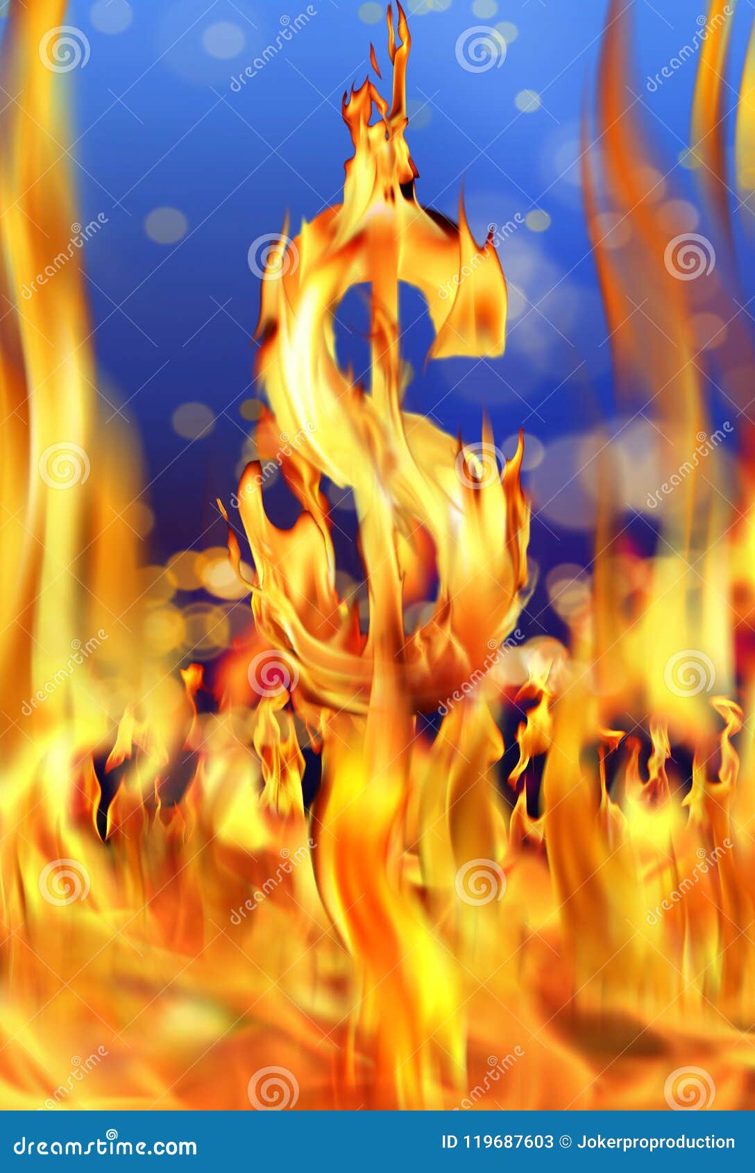 Dollar Sign and Fire Flames Stock Illustration - Illustration of ...