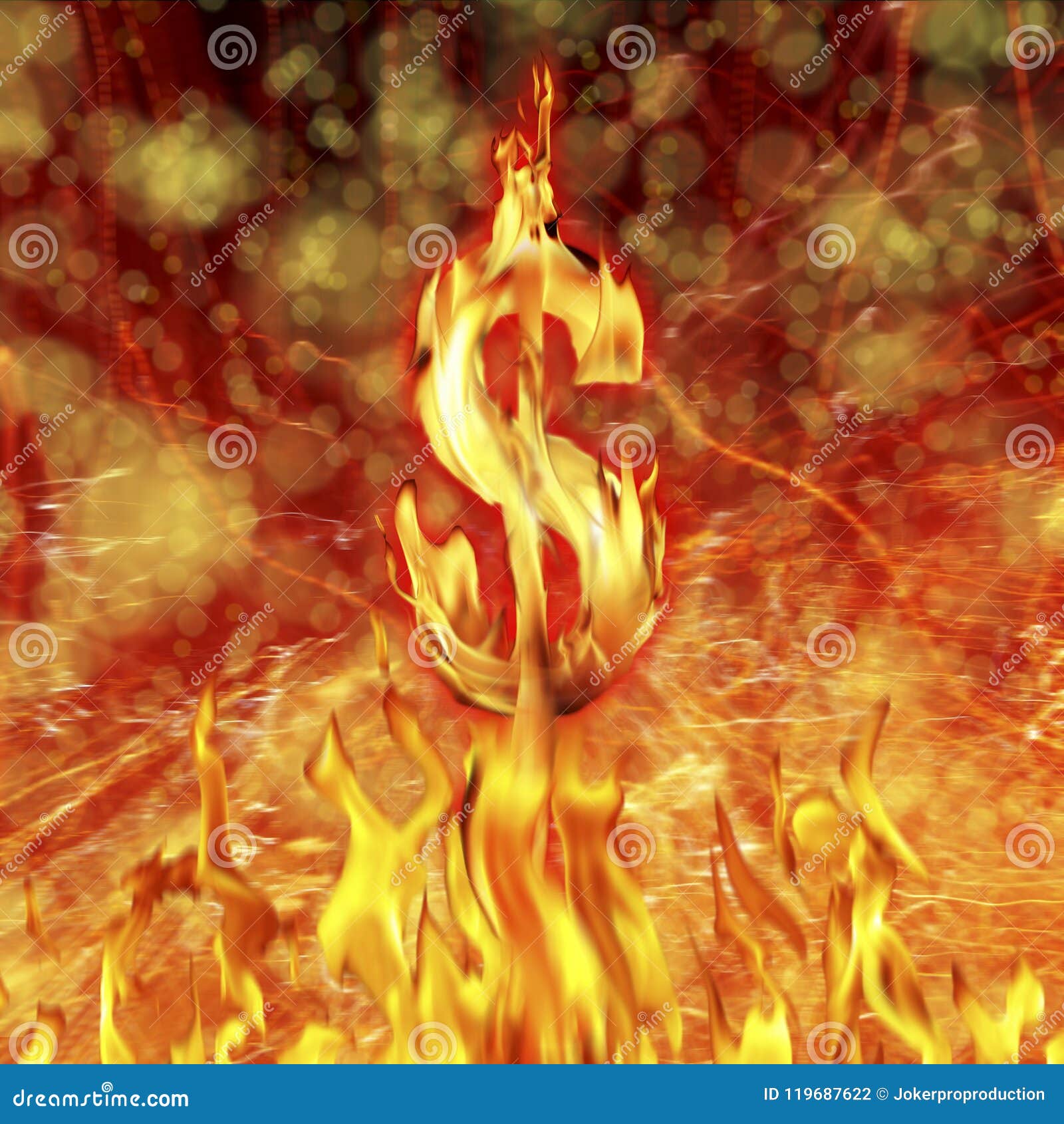 Dollar Sign and Fire Flames Stock Illustration - Illustration of ...