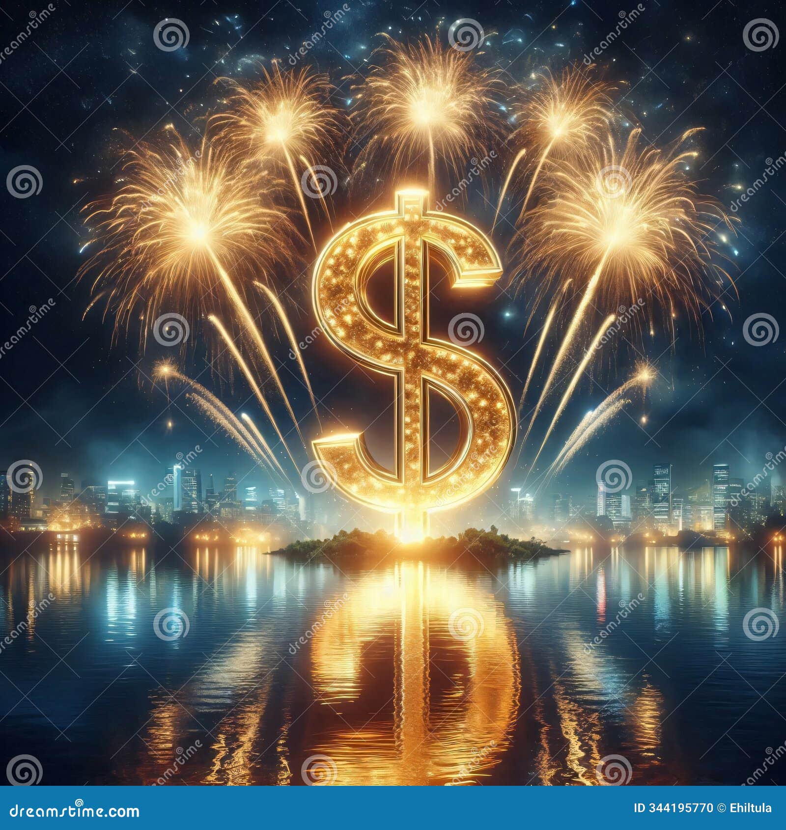 Dollar Sign with Fireworks Symbolizing Wealth, Celebration, and ...