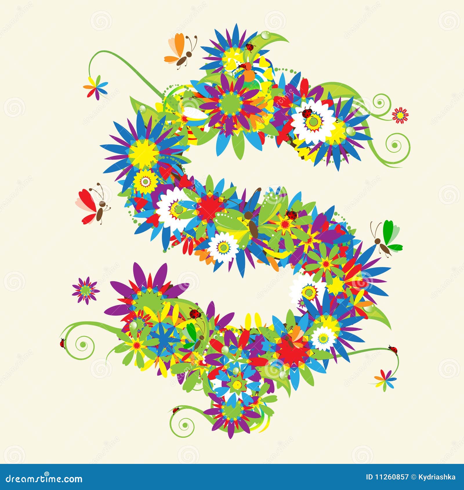 Dollar sign. Floral design stock vector. Illustration of insect - 11260857