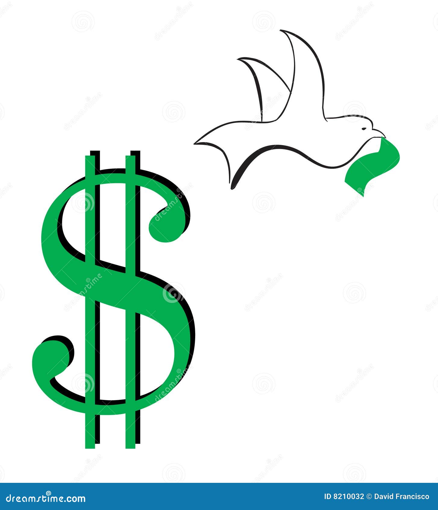 Dollar sign-flying away stock vector. Illustration of bills - 8210032