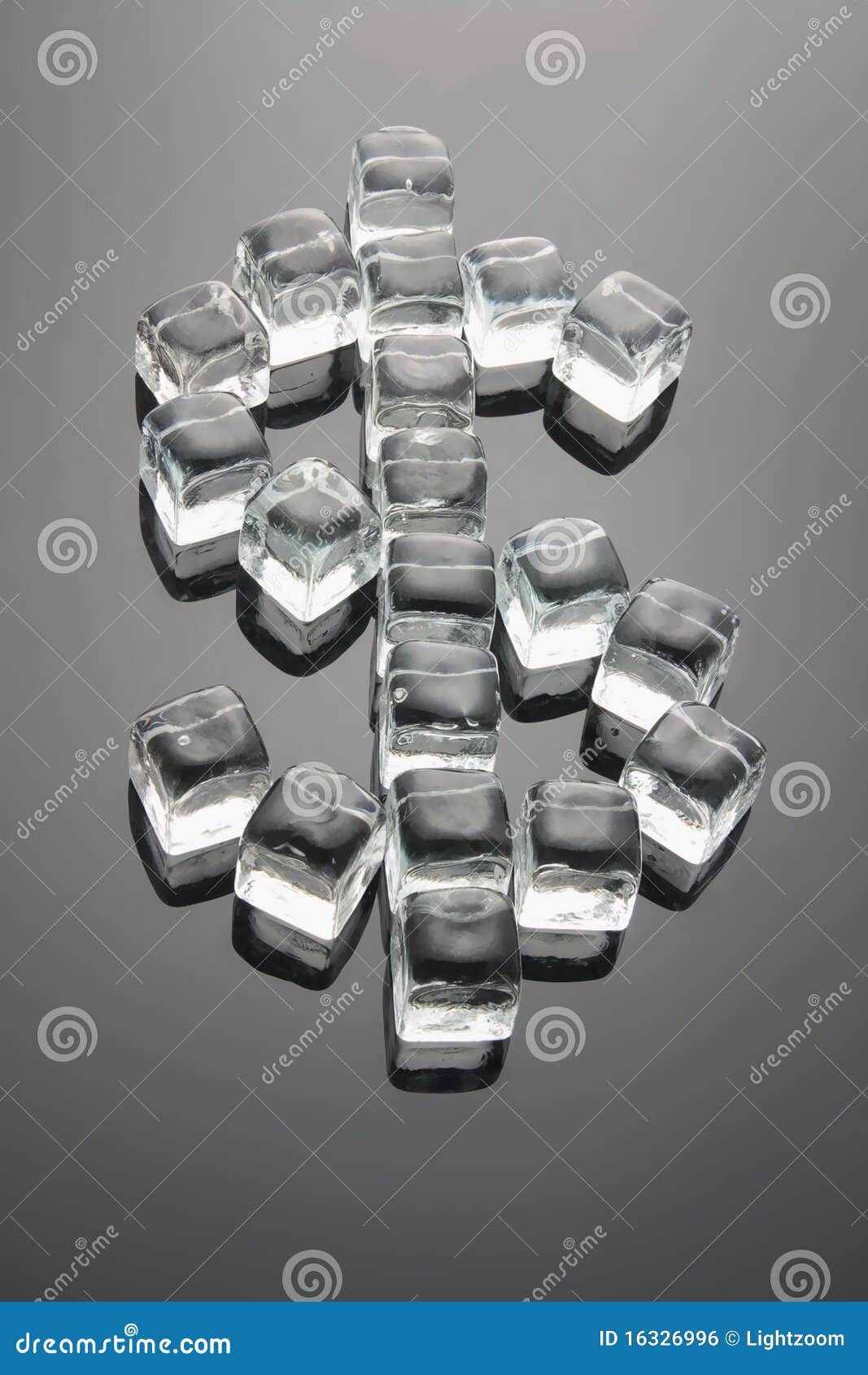 Dollar Sign Formed by Ice Cubes Stock Photo - Image of frozen, clear ...