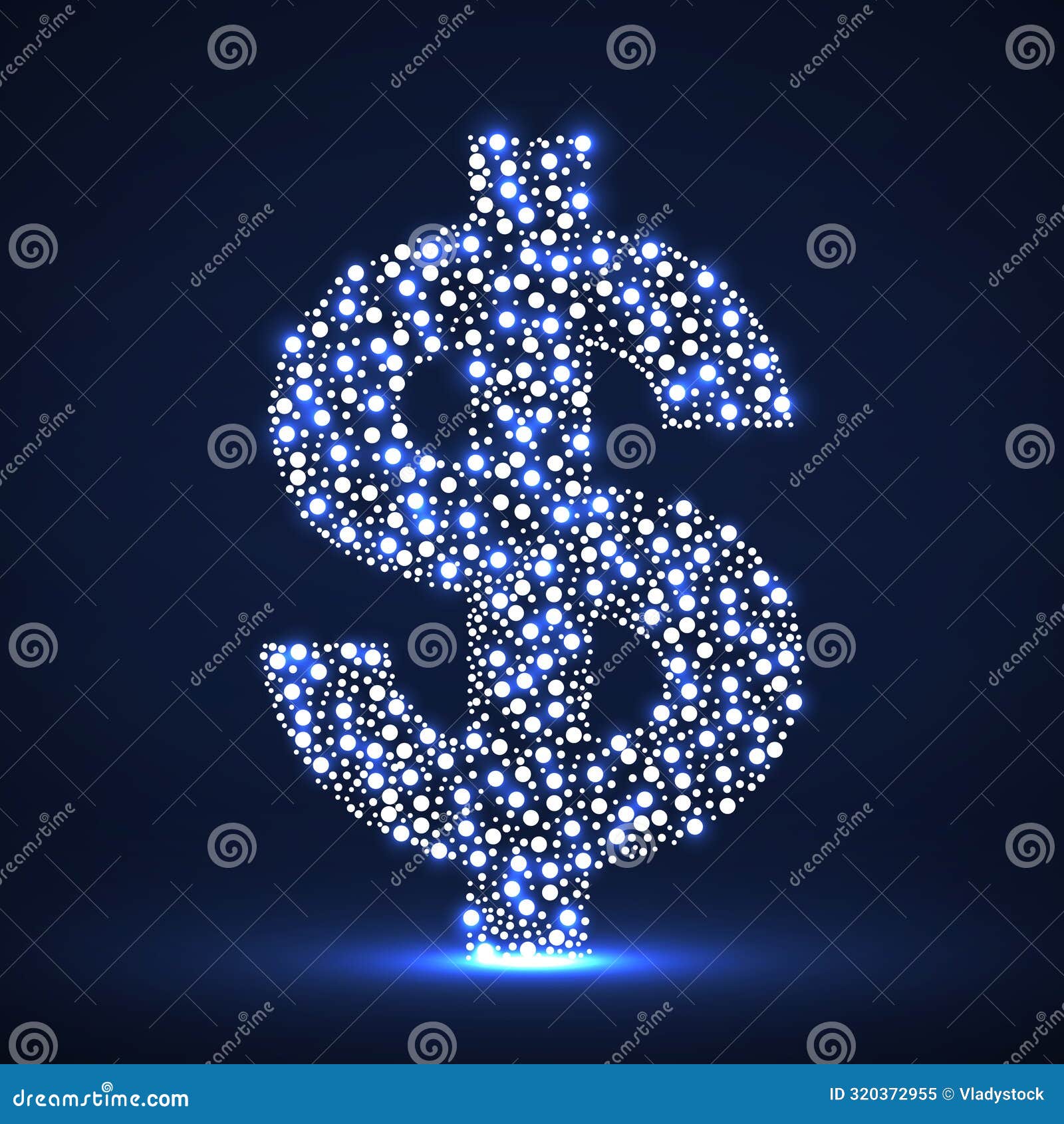 Dollar Sign with Glowing Dots Stock Vector - Illustration of scalable ...