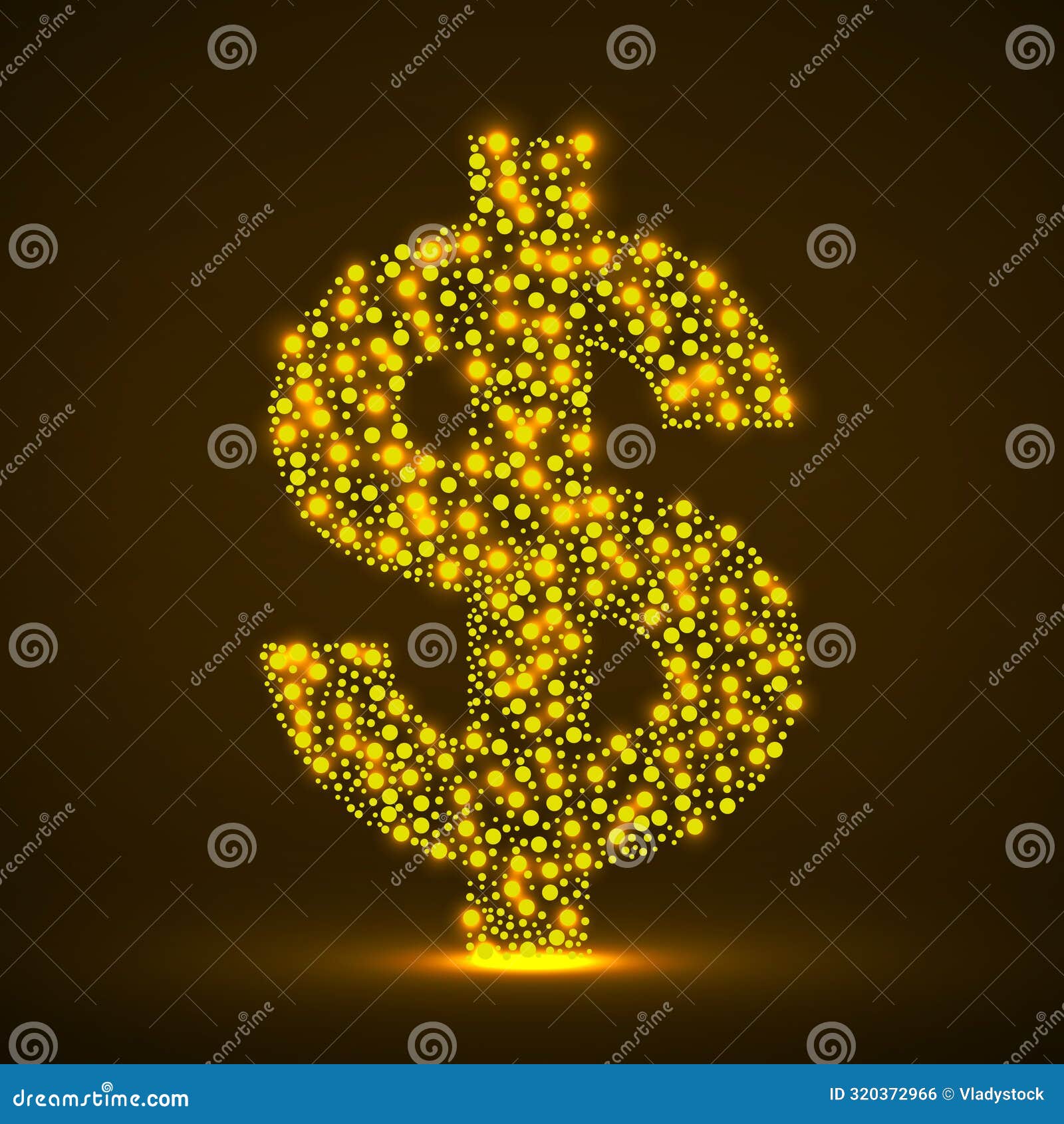 Dollar Sign with Glowing Dots Stock Vector - Illustration of circle ...