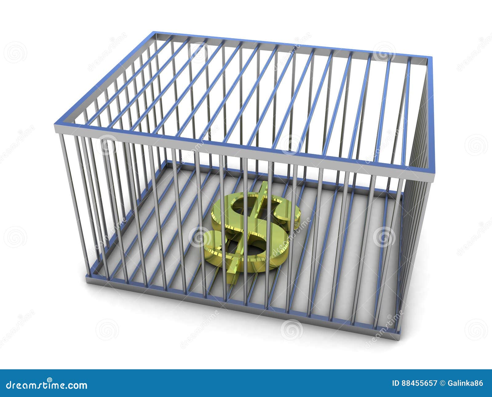 Dollar sign in golden cage stock illustration. Illustration of break ...