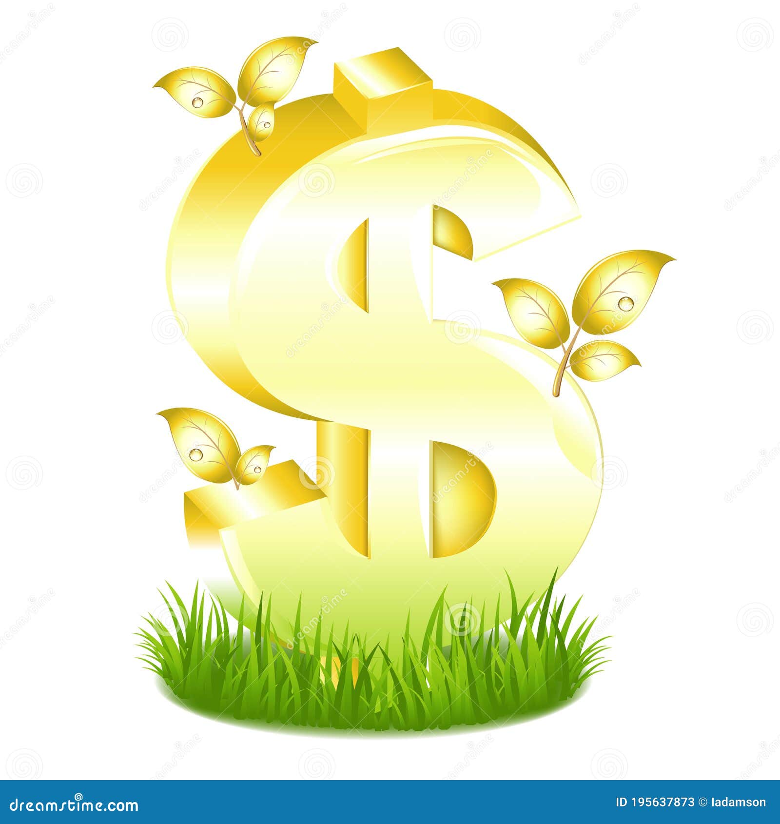 Dollar Sign with Golden Sprout Stock Vector - Illustration of financial ...