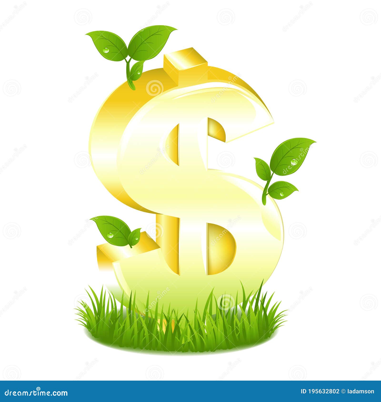 Dollar Sign with Green Sprout Stock Vector - Illustration of american ...